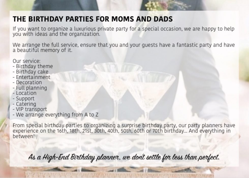 Birthday parties for moms and dads - Kids Party Planner